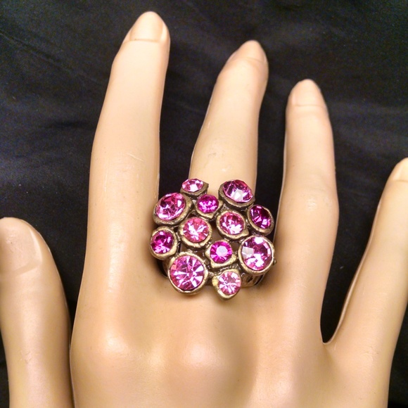 Jewelry | Elegant Shiney Pink Cluster Rhinestones Ring | Poshmark